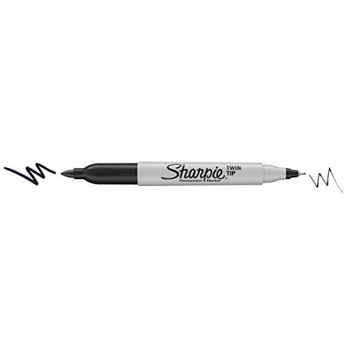 SHARPIE Twin Tip Permanent Markers | Fine & Ultra-Fine Points | Black | 2 Count