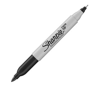 SHARPIE Twin Tip Permanent Markers | Fine & Ultra-Fine Points | Black | 2 Count