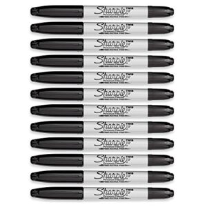 sharpie fine/ultra fine twin tip permanent marker, black (pack of 12)