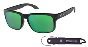 oakley holbrook oo9102 9102e4 57m jade fade/prizm jade sunglasses for men + bundle accessory leash kit + bundle with designer iwear complimentary care kit