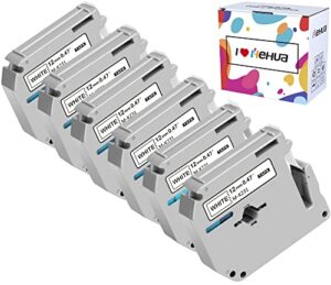 hehua 6 pack compatible label tape replacement for brother p-touch m tape 1/2 mk231 mk-231 m-231 m231 m-k231s 12mm 0.47″ black print on white tape for pt-65 pt-m95 pt-45m pt-80 pt-90 pt-70 label maker