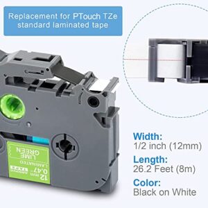 Absonic 6-Pack Label Maker Tape Compatible for Brother P Touch Label Tape Tze 12mm 0.47 Laminated Tape Tz 1/2" Colored Label for PTouch PT-D220 PT-D210 PT-H110 PT-D400 PT-1880 PT-D610BT PT-D600