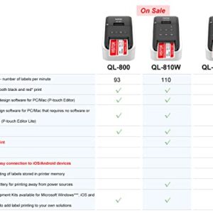 Brother QL-810W Ultra-Fast Label Printer with Wireless Networking, Print Black/Red Labels per Minute Up to 300 x 600 dpi, Durable Automatic Cutter up to 2.4" Wide, USB 2.0, CBMOUN Extension_Cable