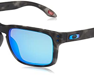 Oakley Men's OO9102 Holbrook Square Sunglasses, Matte Black Tortoise/Prizm Sapphire Iridium Polarized, 57 mm