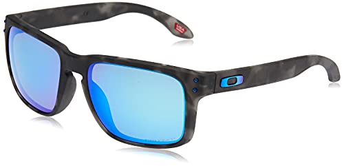 Oakley Men's OO9102 Holbrook Square Sunglasses, Matte Black Tortoise/Prizm Sapphire Iridium Polarized, 57 mm