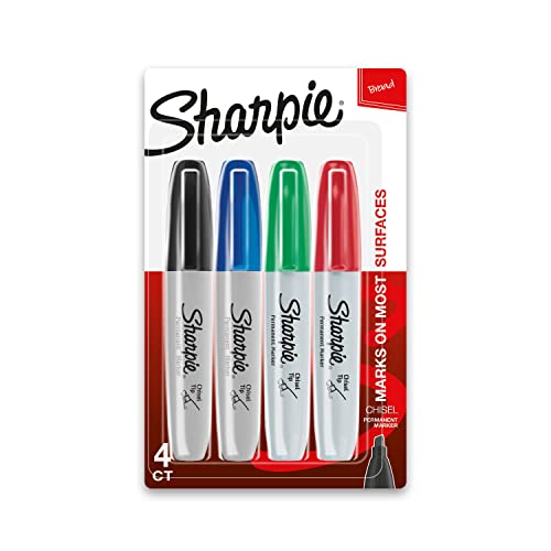 SHARPIE Permanent Markers, Chisel Tip, Classic Colors, 4 Count