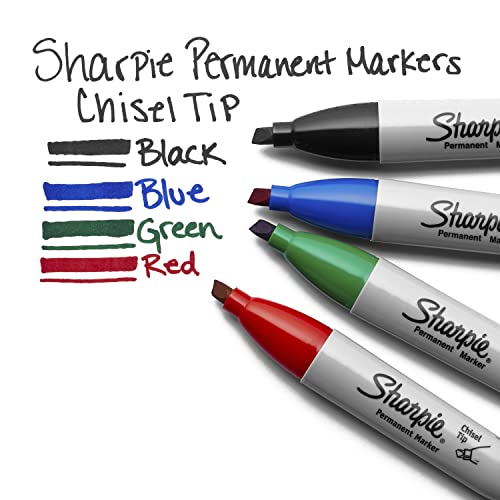 SHARPIE Permanent Markers, Chisel Tip, Classic Colors, 4 Count