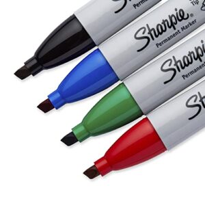 SHARPIE Permanent Markers, Chisel Tip, Classic Colors, 4 Count