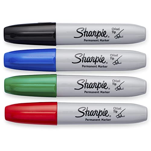 SHARPIE Permanent Markers, Chisel Tip, Classic Colors, 4 Count