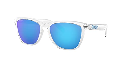 Oakley Frogskins OO9013 9013D0 55mm Crystal Clear/Prizm Sapphire Sunglasses for Men For Women Bundle Leash +VISIOVA Accessories