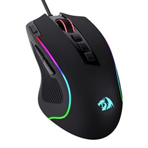 redragon m612 predator rgb gaming mouse, 8000 dpi wired optical gamer mouse with 11 programmable buttons & 5 backlit modes, software supports diy keybinds rapid fire button