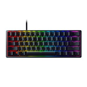 razer huntsman mini 60% gaming keyboard: fastest keyboard switches ever – linear optical switches – chroma rgb lighting – pbt keycaps – onboard memory – classic black (renewed)