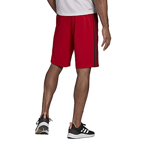 adidas Men's Designed 2 Move 3-Stripes Primeblue Shorts, Scarlet/Black, X-Large