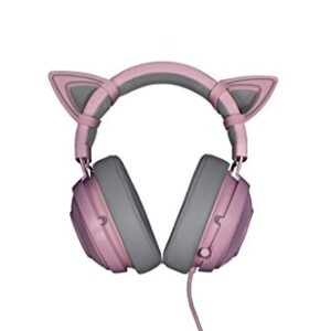 Razer Kraken Over Ear Headset, Quartz Pink Retractable & Razer RC21-01140300-W3M1 Kitty Ears for Kraken, Quartz Pink