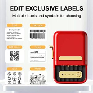 NIIMBOT B21 Inkless Label Maker, Mini Thermal Label Maker Compatible with iOS & Android, for Home Organization, Business, Barcode, QR Code, with 1 Pack 1.96x1.18 inch White Label, Red