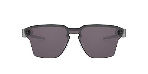 Oakley Men's OO4139 Lugplate Square Sunglasses, Satin Black/Prizm Grey, 39 mm