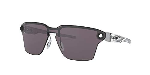 Oakley Men's OO4139 Lugplate Square Sunglasses, Satin Black/Prizm Grey, 39 mm