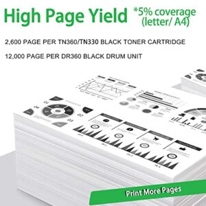 greencycle (1 Toner,1 Drum Compatible Toner Cartridge and Drum Unit Replacement for TN360 TN330 DR360 DR-360 High Yield Compatible with Brother HL-2170w HL-2140 MFC-7340 MFC-7340 DCP-7040 Printer