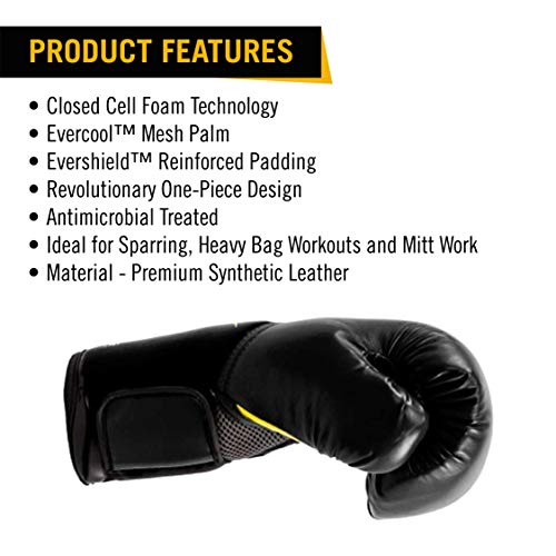 Everlast Elite Pro Style Training Gloves, Black, 12 oz