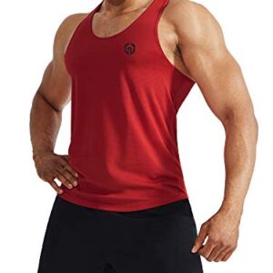 NELEUS Men's 3 Pack Workout Running Tank Top Sleeveless Gym Athletic Shirts,5080,Black/Grey/Red,L