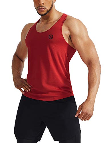 NELEUS Men's 3 Pack Workout Running Tank Top Sleeveless Gym Athletic Shirts,5080,Black/Grey/Red,L