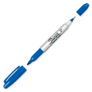 sharpie twin-tip marker – fine, ultra fine marker point type – blue ink – 1 each