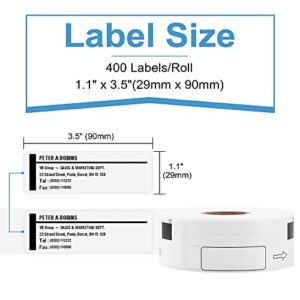 COLORWING Compatible Labels Replacement for Brother DK-1201 Standard Address Labels 1.1 x 3.5 inch Die-Cut 29mm x 90mm, for Brother QL-800 QL-810W QL-700 QL-500, 6 Roll - 400 Labels/Roll