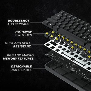 HK GAMING GK61 Mechanical Gaming Keyboard - 61 Keys Multi Color RGB Illuminated LED Backlit Wired Programmable for PC/Mac Gamer (Gateron Optical Yellow, Black)