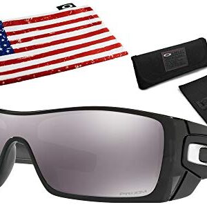 Oakley Batwolf Sunglasses (Black Ink Frame, Prizm Black Lens) with Lens Cleaning Kit and Country Flag Microbag