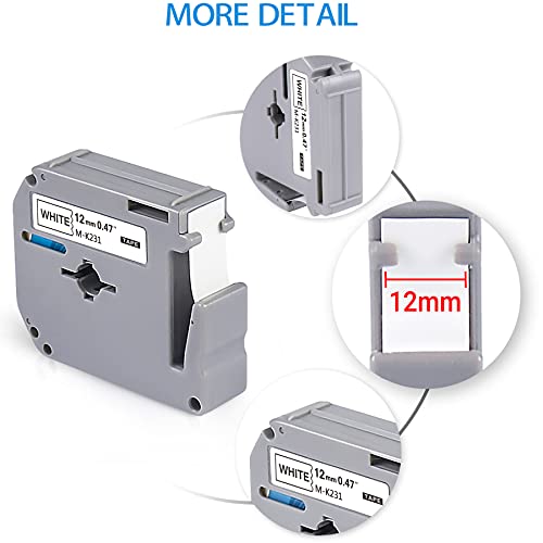 5P M-K231 M Tape MK231-731 12mm 1/2 Compatible with Brother M Label Tape 12mm 0.47 White/Color Label Maker M Tape Compatible with Brother PT-80 PT-70 PT-65 PT-55 PT-M95 PT-90