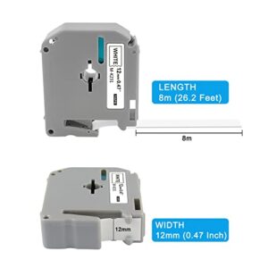 5P M-K231 M Tape MK231-731 12mm 1/2 Compatible with Brother M Label Tape 12mm 0.47 White/Color Label Maker M Tape Compatible with Brother PT-80 PT-70 PT-65 PT-55 PT-M95 PT-90