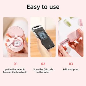 Label Maker Machine with Tapes, Mini Cute Label Makers, Bluetooth Connection with iPhone Android, Waterproof Labeler, Inkeless Labelmaker for Home, Office, Classroom Organization (5 Tapes Included)