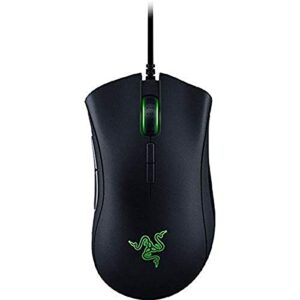 razer deathadder elite gaming mouse: 16,000 dpi optical sensor – chroma rgb lighting – 7 programmable buttons – mechanical switches – rubber side grips – matte black