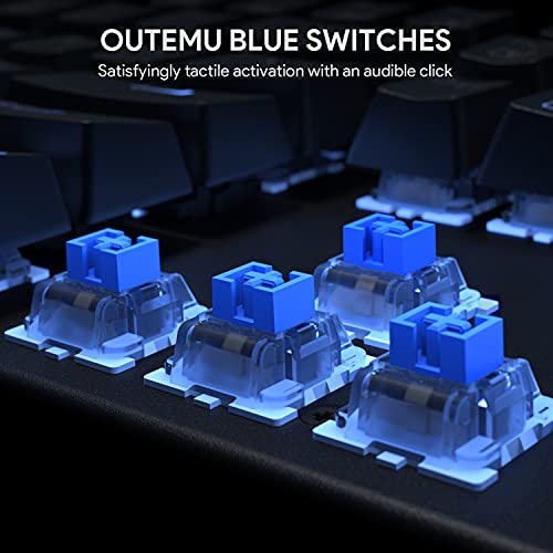 anyotherway Mechanical Gaming Keyboard LED Backlit 104 Keys, Blue Switches Keys with 6 LED Color Modes, 8 Preset Lighting Effects, USB Wired for PC Gamers