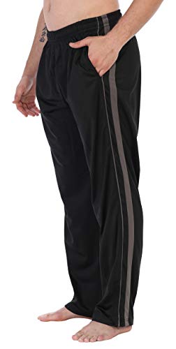 Gioberti Mens Athletic Track Pants, Black Charcoal, Large