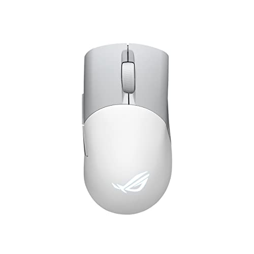 Asus ROG Keris Wireless AimPoint Gaming Mouse, Tri-mode connectivity (2.4GHz RF, Bluetooth, Wired), 36000 DPI sensor, 5 programmable buttons, ROG SpeedNova, Replaceable switches, Paracord cable, White