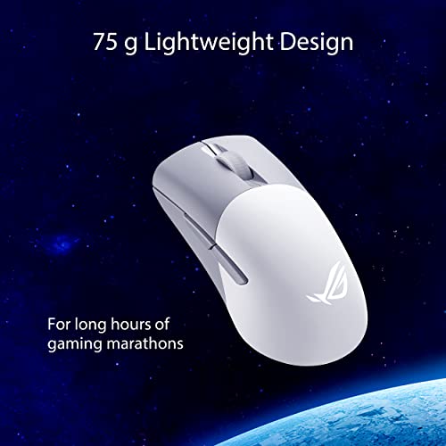 Asus ROG Keris Wireless AimPoint Gaming Mouse, Tri-mode connectivity (2.4GHz RF, Bluetooth, Wired), 36000 DPI sensor, 5 programmable buttons, ROG SpeedNova, Replaceable switches, Paracord cable, White