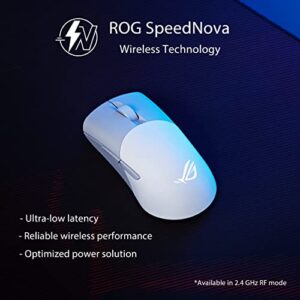 Asus ROG Keris Wireless AimPoint Gaming Mouse, Tri-mode connectivity (2.4GHz RF, Bluetooth, Wired), 36000 DPI sensor, 5 programmable buttons, ROG SpeedNova, Replaceable switches, Paracord cable, White