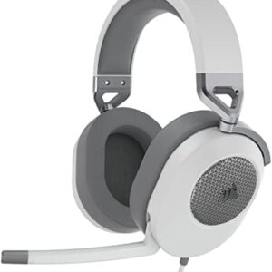 Corsair HS65 Surround Gaming Headset (Leatherette Memory Foam Ear Pads, Dolby Audio 7.1 Surround Sound On PC And Mac, SonarWorks SoundID Technology, Multi-Platform Compatibility) White