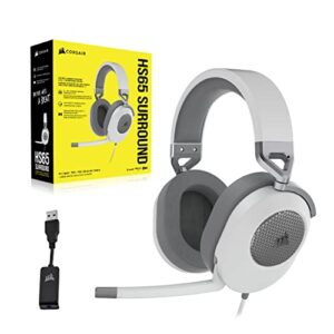 Corsair HS65 Surround Gaming Headset (Leatherette Memory Foam Ear Pads, Dolby Audio 7.1 Surround Sound On PC And Mac, SonarWorks SoundID Technology, Multi-Platform Compatibility) White