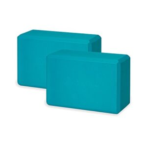 gaiam essentials yoga block (set of 2) – supportive latex-free eva foam soft non-slip surface for yoga, pilates, meditation, vivid blue