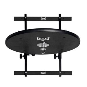 everlast 8 inch adjustable wooden swiveling speed bag platform with full rubber edge, 2 brace boards, and assembly hardware, black