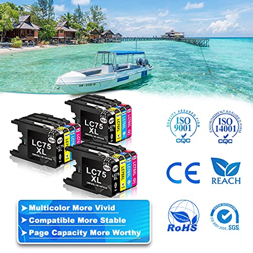 Jagute LC71 LC75 Ink Cartridge Replacement for Brother LC75/LC73/LC71/LC79 XL Compatible with MFC J430W MFC J6710DW MFC J835DW MFC J280W MFC J6510DW Printer (3Black, 3Cyan, 3Magenta, 3Yellow)