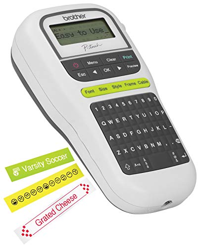 Brother P-touch, PTH110, Easy Portable Label Maker, Lightweight, QWERTY Keyboard, One-Touch Keys, White (Renewed)