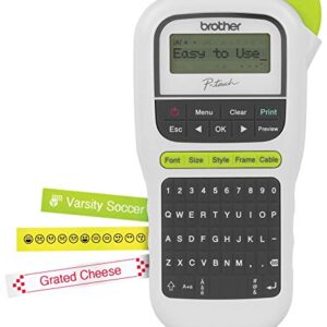 Brother P-touch, PTH110, Easy Portable Label Maker, Lightweight, QWERTY Keyboard, One-Touch Keys, White (Renewed)