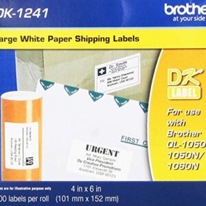 Brother Genuine DK-1241 Die Cut White Labels, 4 x 6 Inch Individual Labels, Large Shipping White Paper Labels, 200 Count, (1) Roll Per Box (4)