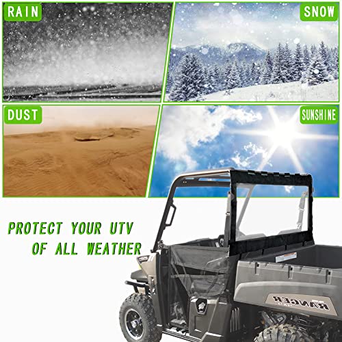 YONQIFON UTV Rear Windshield,Soft Rear Window Compatible with Polaris Midsize Ranger 400 570 800 (2015+)