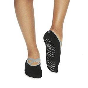 gaiam grippy barre socks for extra grip in standard or hot yoga, barre, pilates, ballet or at home for added balance and stability, black/grey