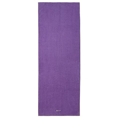 Gaiam Stay Put Yoga Towel Mat Size Yoga Mat Towel (Fits Over Standard Size Yoga Mat - 68"L x 24"W), Purple