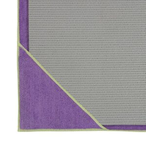 Gaiam Stay Put Yoga Towel Mat Size Yoga Mat Towel (Fits Over Standard Size Yoga Mat - 68"L x 24"W), Purple